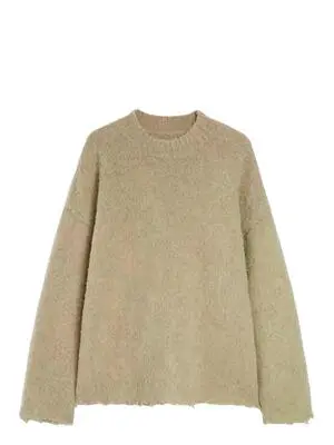 JIL SANDER Brushed Frayed-hem Wool Sweater - Neutrals
