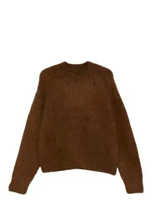 UMA WANG Fluffy Crew-neck Sweater - Brown