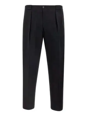 BRIGLIA 1949 Pleated Cotton Trousers - Black