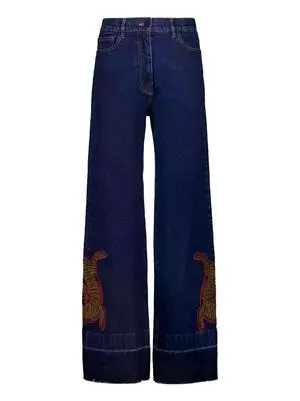PAULA Embroidered Wide-Leg Jeans