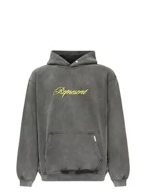 REPRESENT Embroidered Cotton Hoodie - Grey