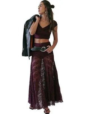 Free People Lace Top And Maxi Skirt Set - Acai