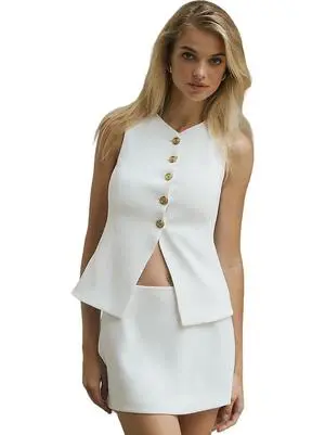 DELFI COLLECTIVE Delfi Collective Buttondown Vest And Mini Skirt Set