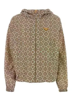 PRADA Geometric-Print Hooded Jacket