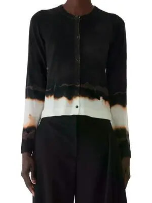 JASON WU Ombre Diffused Stripe Wool Cardigan - Brown