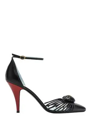 Valentino Garavani 85mm Strapped Heart-detail Heeled Pumps - Black
