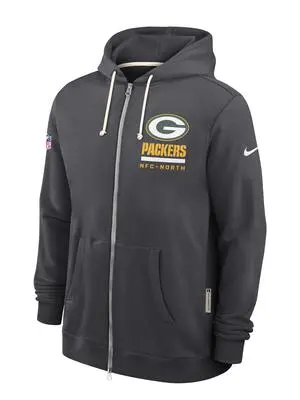 Nike Green Bay Packers Sideline Dri-fit Nfl Full-zip Hoodie - Grey