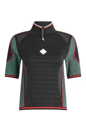 Casablanca Seamless Half Zip Top - Black/mint