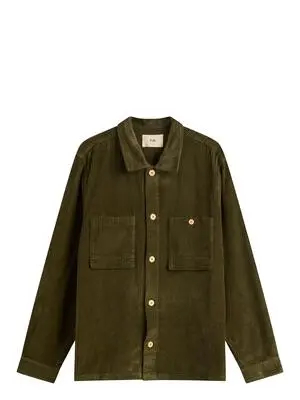 Folk Patch Overshirt - Olive Chunky Cord