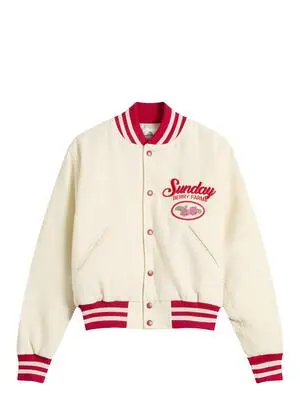 SUNDAYFRUITMARKET Berry Farm Varsity Jacket - Ivory