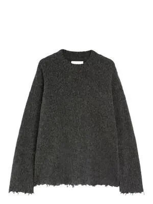 JIL SANDER Brushed Frayed-hem Wool Sweater - Grey