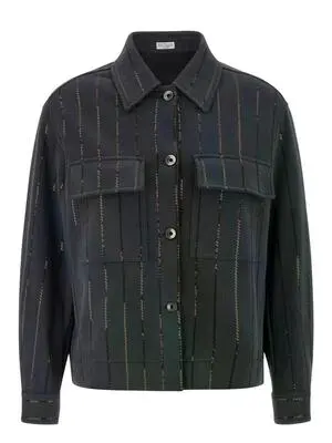 Brunello Cucinelli Sequin-striped Shirt - Blue