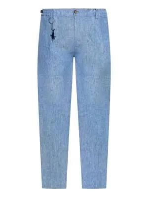 Paul & Shark Shark-keychain Linen Trousers - Blue