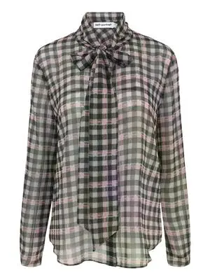 SELF-PORTRAIT Check-pattern Blouse - Brown