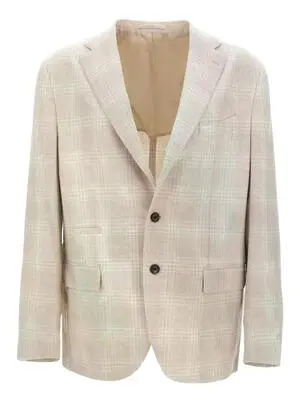 Eleventy Checked Narrow-lapel Blazer - Neutrals