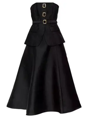 SELF-PORTRAIT Belted A-Line Dress With Flared Hem