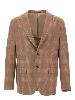 Eleventy Checked Narrow-lapel Blazer - Brown