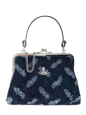 VIVIENNE WESTWOOD Orb-pattern Frayed Denim Tote - Blue