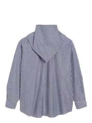 Ami Striped Cotton Shirt With Bandana Collar - Blue