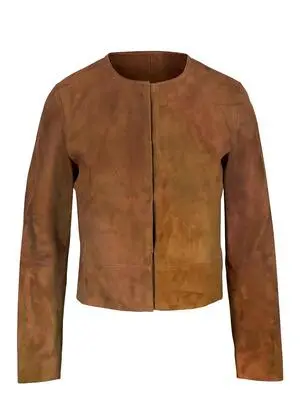Vince Suede Collarless Jacket - Brown