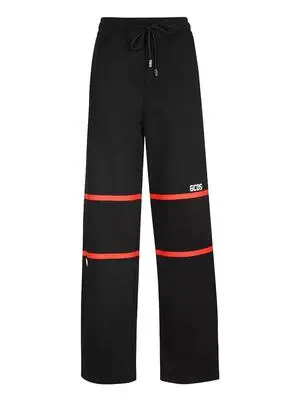 Gcds Logo-stripe Drawstring Trousers - Black