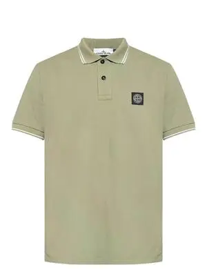Stone Island Logo-patch Tipped Polo Shirt - Green