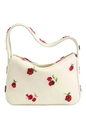 Khaite Elena Floral-embroidered Shoulder Bag - Neutrals