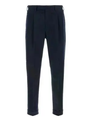 PT TORINO Pleated Trousers With Cuffed Hems - Blue