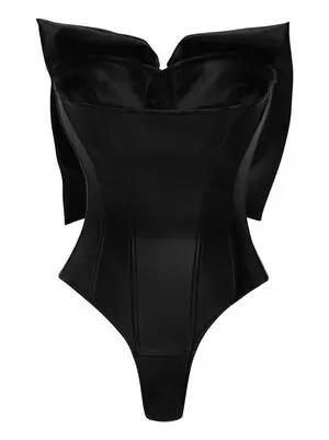 LIKA Bow-detail Corset Bodysuit - Black