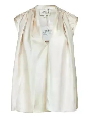 Loulou De Saison Sade Draped Silk Top - Neutrals