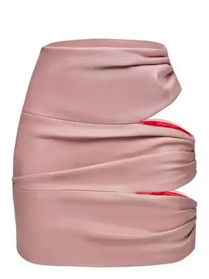 LIKA Cut-out Draped Mini Skirt - Pink