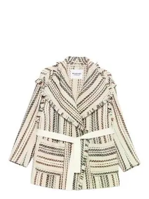 MARANT ETOILE Illisa Striped Fringed Jacket - Neutrals