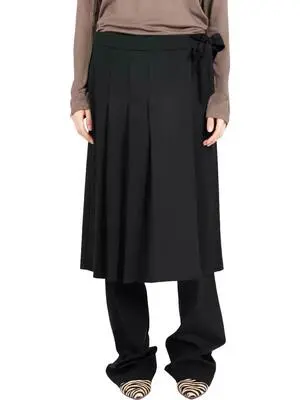 SOCIETE ANONYME Pleated Wrap Midi A-line Skirt - Black