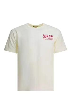 SUN SURF Island-design Cotton T-shirt - White