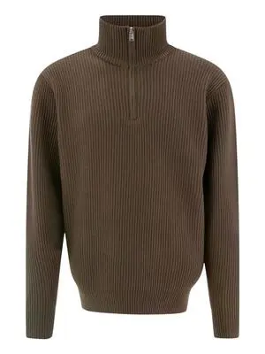 NONNATIVE Ribbed Zip-neck Sweater - Brown