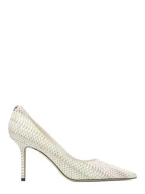 JIMMY CHOO 85mm Love Snakeskin-effect Pointed-toe Pumps - Grey