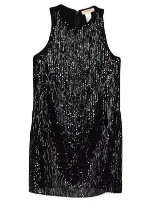 TWINSET Sequined Fringed Mini Dress - Black