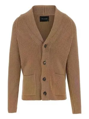 Tagliatore Long-sleeves Ribbed-knit Cardigan - Brown