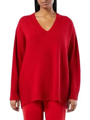 Marina Rinaldi Sierra Wool Blend V-neck Sweater - Red