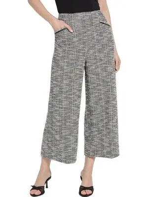 Lyssé High Waist Ankle Length Tweed Palazzo Pants - Multi Color
