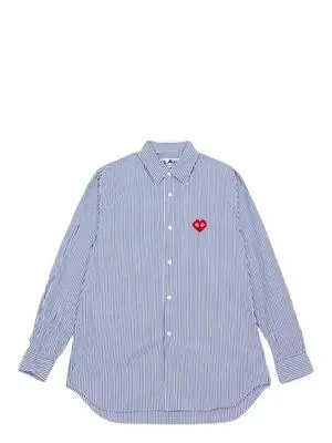 Comme Des Garçons X Invader Pixelwappen Striped Shirt - Blue