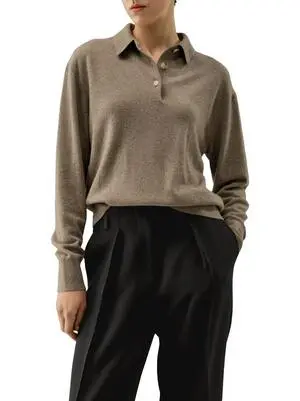 Lilysilk Baby Cashmere Long Sleeve Polo Shirt - Dolma