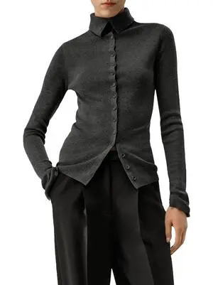 Lilysilk Slim Fit Silk Cashmere Sweater - Thunder