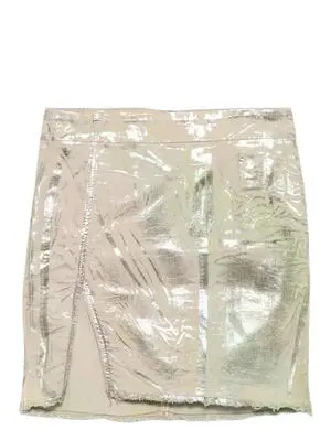 Rick Owens Metallic Frayed-edge Mini Skirt - Neutrals