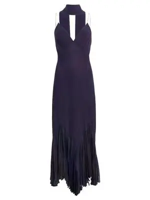 KHAITE Candita Pleated V-Neck Slip Midi Dress
