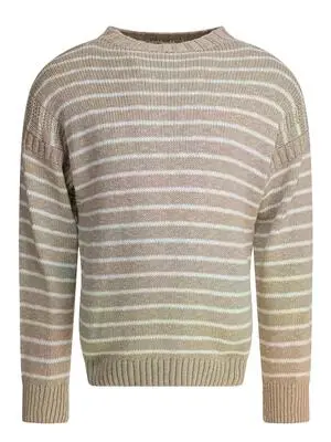 ALEX MILL Striped Cotton Knit Crewneck Sweater - Neutrals