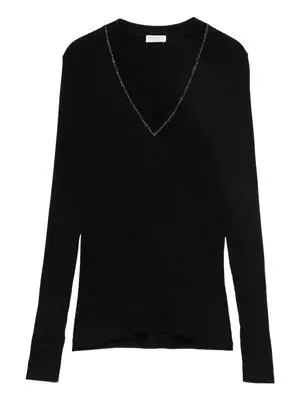 BRUNELLO CUCINELLI Embellished V-Neck Sweater
