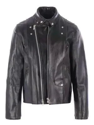Sacai Snap-fastening Leather Jacket - Black