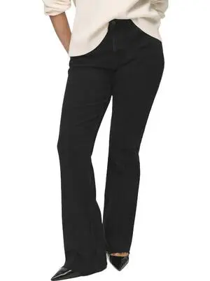 Mango Fiona Mid-rise Flare Jeans - Black Denim