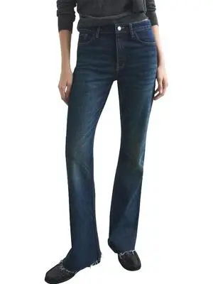 Mango Fiona Mid-rise Flare Jeans - Dark Blue